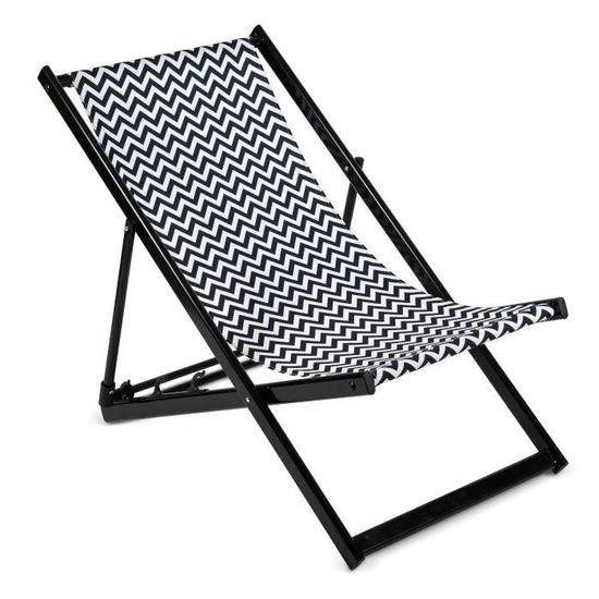 Chaise longue - Chilienne - Châssis noir en aluminium - Tissu avec ...