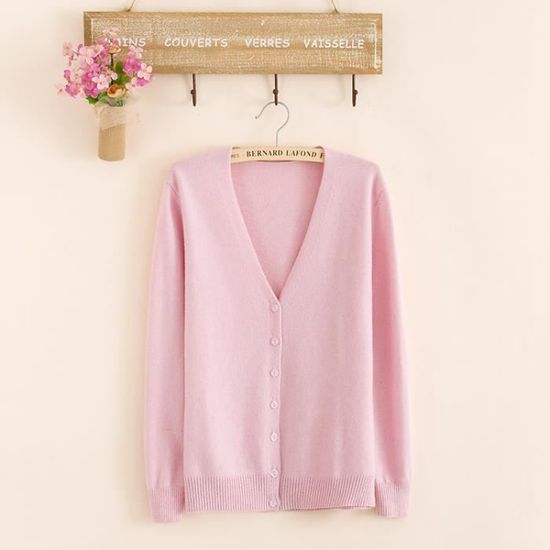 Gilet-cardigan,Cardigan en cachemire avec col en v pour femmes, pull en ...