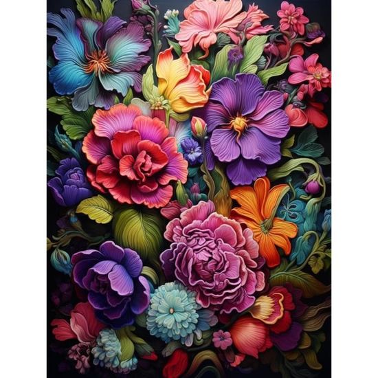 5D Diamond Painting Complet Fleurs Colorées, Diamant Peinture Kits ...