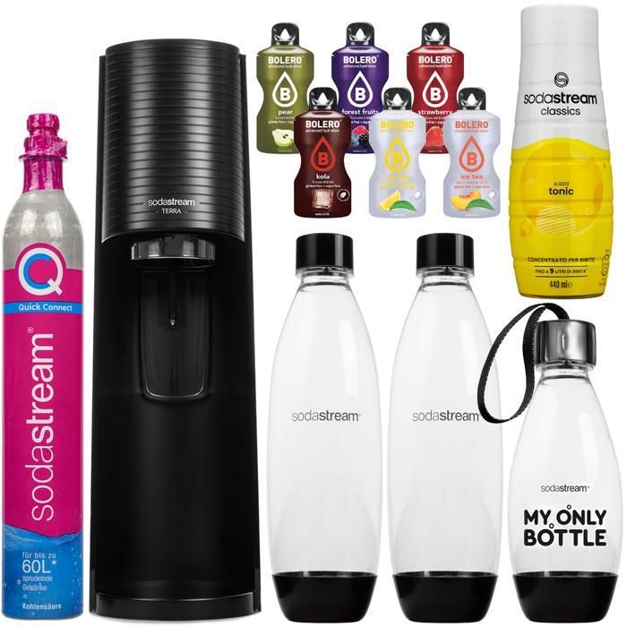 Saturateur d'eau - SodaStream - Terra - 3 bouteilles - Sirop tonique 440ml - Facile à utiliser ...