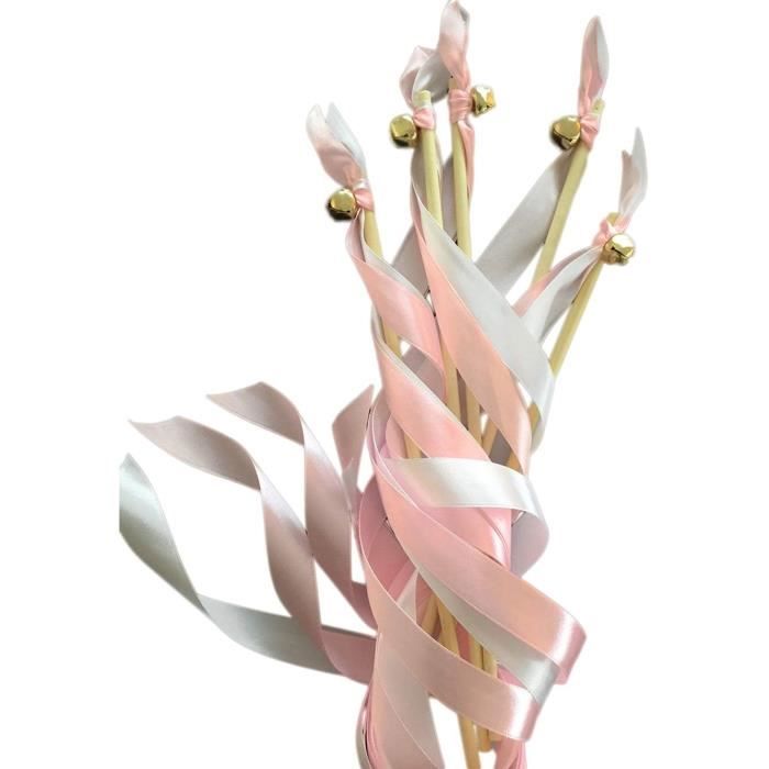 20X Baguettes De Mariage Love Charm Rose Ruban Baton De Banderole Vive ...