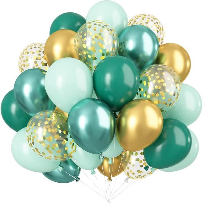 Ballon Vert Or - 50Pcs 12 Pouces Ballons En Latex Doré Métallisé Vert ...