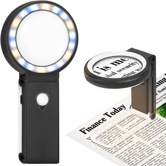 Loupe avec Lumière, 10X 30X Loupe avec 18 LED Loupe de Lecture éclairée pour Lecture, Bijoulier ...