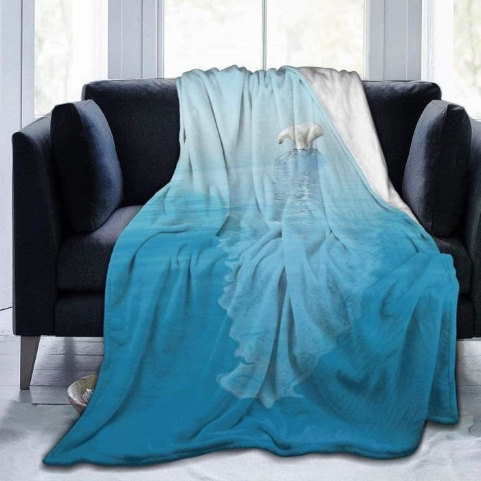 Couvre-lit - Ours polaire sur iceberg - Bleu - Enfant - Microfibre ...