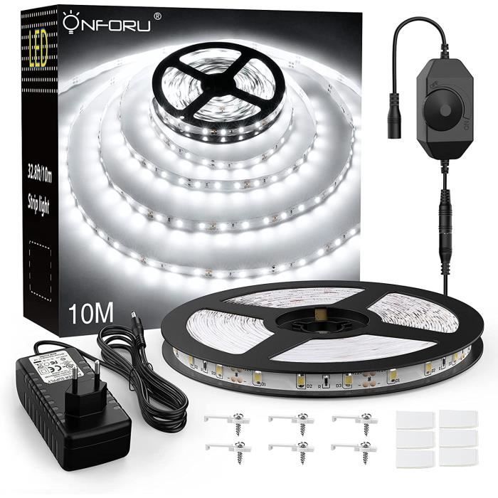 10M Ruban LED Dimmable, Bande LED Blanc Froid 6000K, 12V Bandeau ...