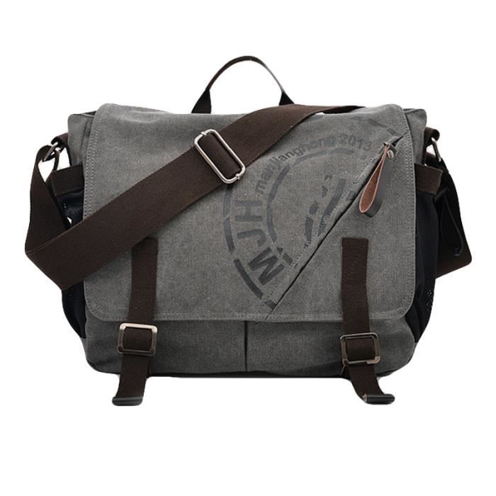 Sac à main toile Homme Rétro mode Sac à coursier Grande capacité Sac à ...