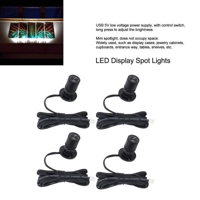 SAL Spots d’affichage à LED 4 pièces LED affichage spots 5V réglable USB Mini projecteur pour ...
