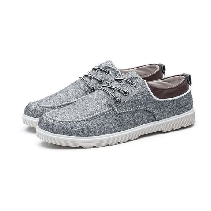Homme sports toile flats lacer basket chaussures mocassin gris Gris TU ...