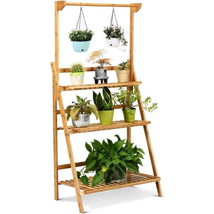 GIANTEX Porte Plante Pliable,Étagère pour Plantes eambou avec 3 Etages ...