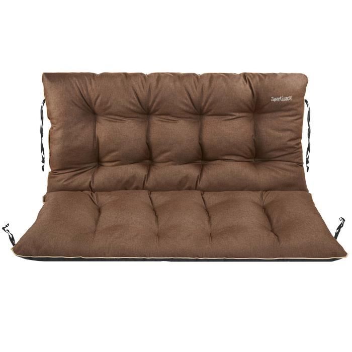Coussin Dossier pour Banc de Jardin Canapé 140x60x50 cm - SuperKissen24 - Imperméable - Lin ...