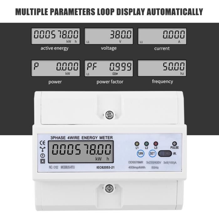 SURENHAP compteur KWH Compteur d'énergie LCD RS485 triphasé à 4 fils ... SURENHAP compteur KWH Compteur d'énergie LCD RS485 triphasé à 4 fils ...