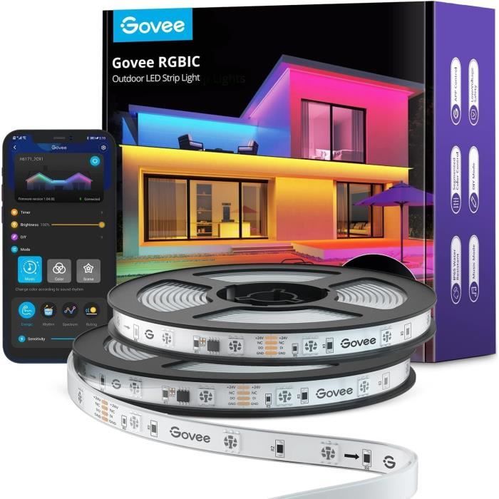 Ruban Led 20M Extérieur Ip65 Étanche, Bande Rgbic Multicolore, App ...