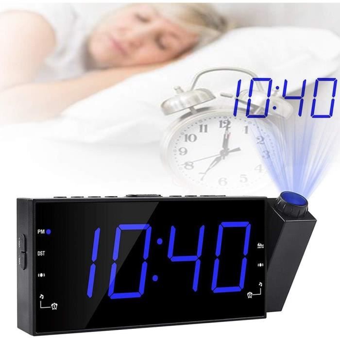 Réveil projecteur de plafond, radio-réveil numérique LED grand écran ...