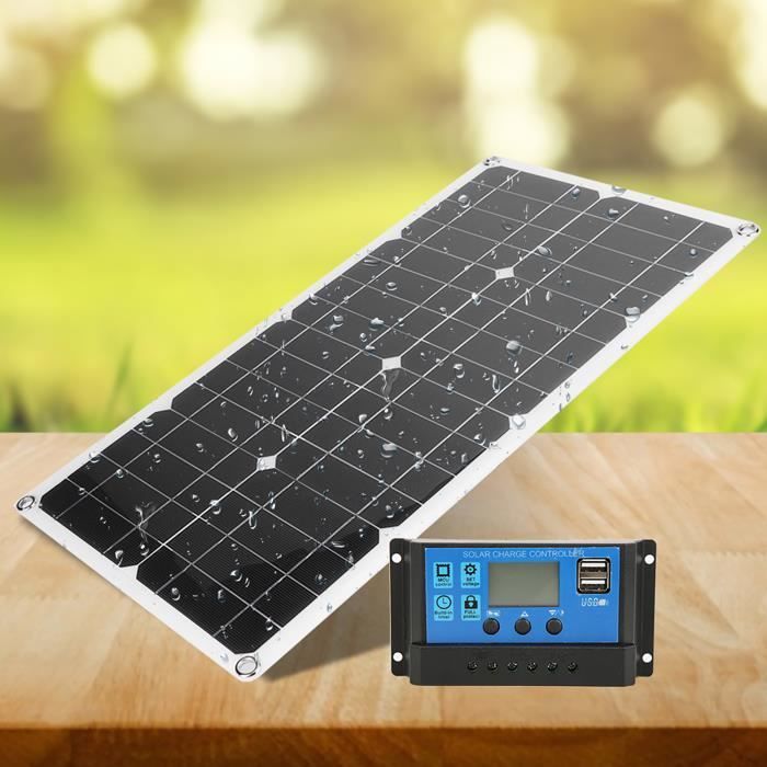 YOSOO Panneau solaire monocristallin 20W 18V Panneau Solaire Double USB 12V/5V IP65 Étanche avec ...