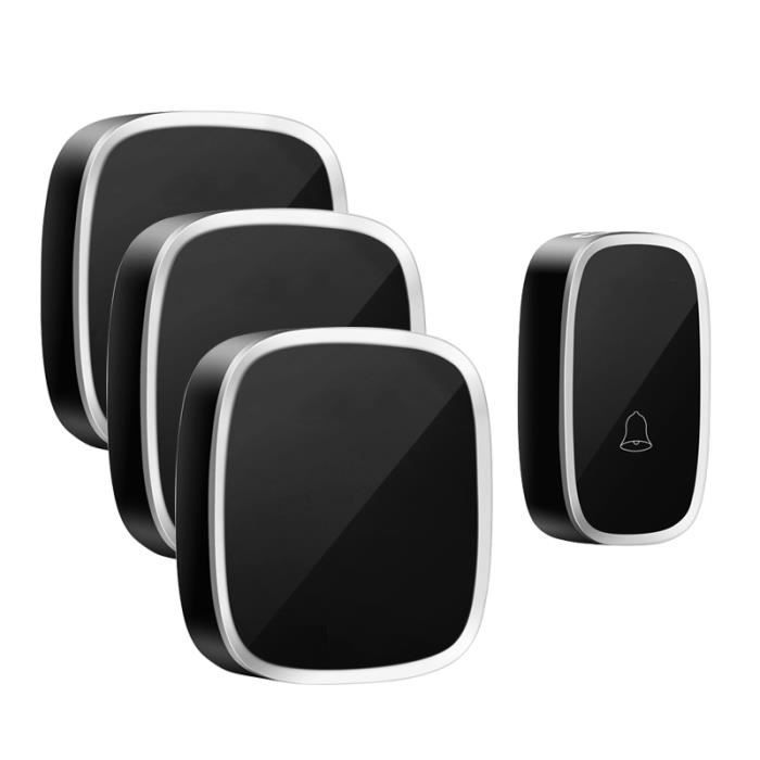 SONNETTE,1 button 3 receiver-EU--Sonnette étanche sans fil, lumière LED ...