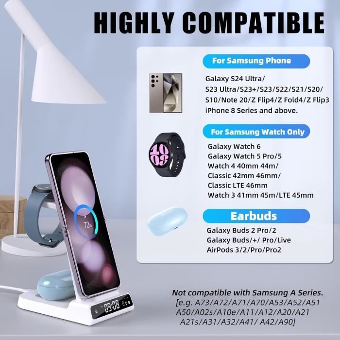 Chargeur Induction pour Samsung Galaxy S24 Ultra, Chargeur sans Fil Inductive pour Smsung Galaxy ...