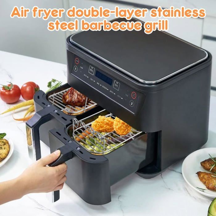 Grill Friteuse Air Chaud - SUTEO - Acier Inoxydable 304 - Double Couche - Compatible Ninja Foodi ...