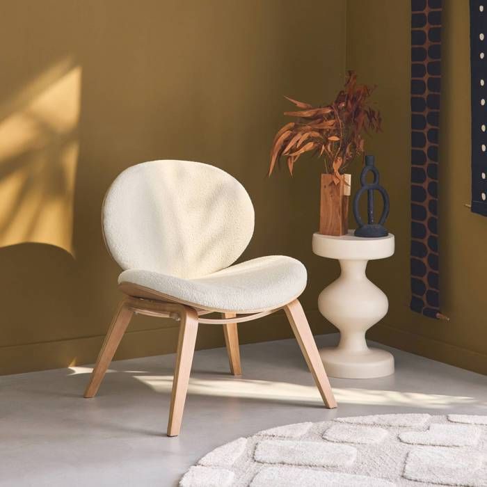 Fauteuil relax décor bois courbé placage effet chêne et bouclette ...