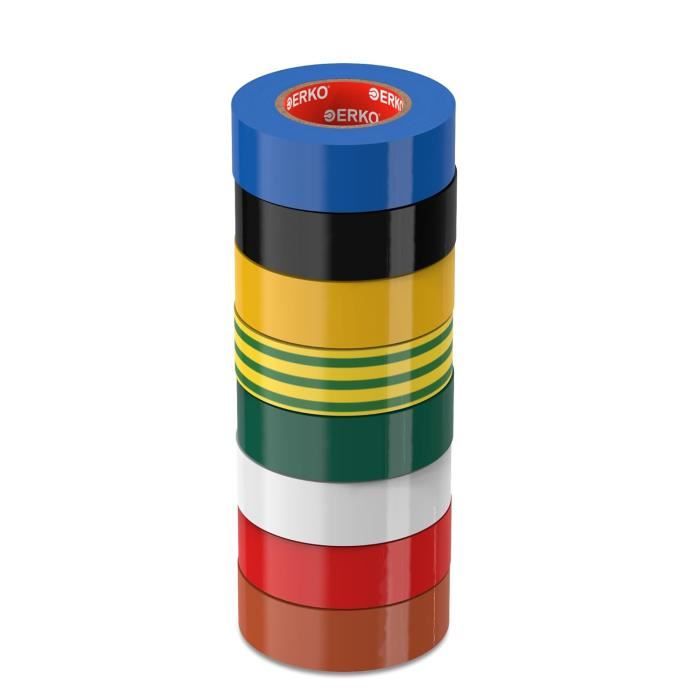 8 Unités De Ruban D'Isolation Électrique Multicolore 19 Mm X 20 M, Pour ...
