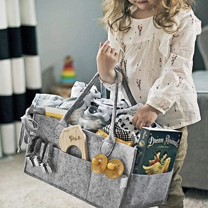 Panier de Rangement pour Bébé - Diaper Caddy - Gris - 33 x 22 x 17cm ...