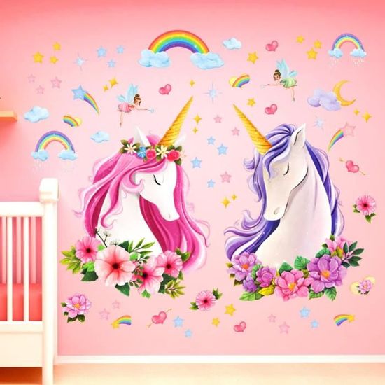 Licornes Stickers Muraux Stickers Muraux Peler Et Coller Amovible ...