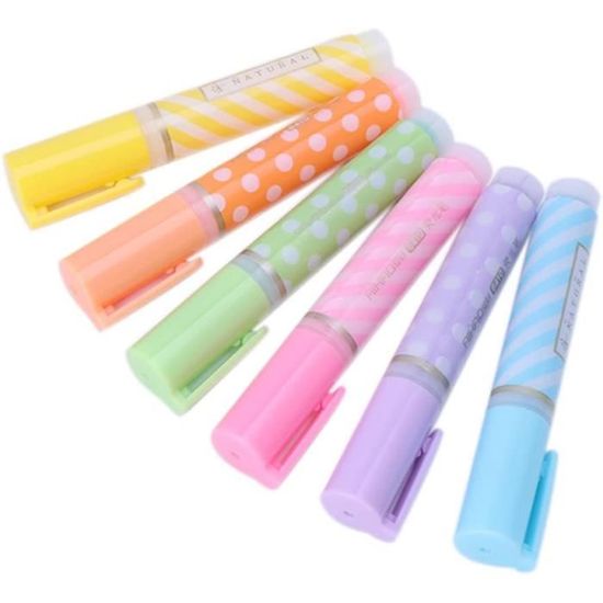 Marqueurs, surligneurs 6 pièces Mini Points surligneur rayé Stylo ...