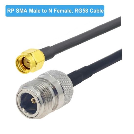 Rpsma m à n femelle - 3m - Adaptateur Rf Rg58 Type N Mâle-femelle Vers Sma Mâle, Câble Coaxial ...