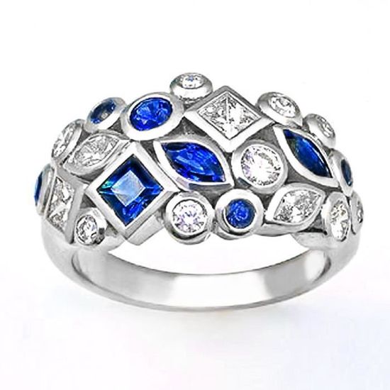 Bague Carree Pour Femme - Bague De Fete En Zircone Cubique Bleue, Bague ...