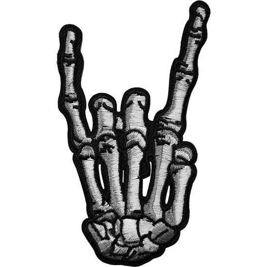 Écusson Signe Corne Diable Main Squelette Patch Rock Thermocollant 12x6 ...