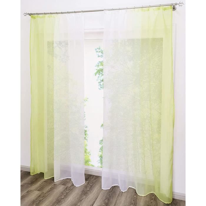 CURTAIN LAND 2 Pièces Rideaux Voilages Transparent Couleur Dégradé (LxH ...