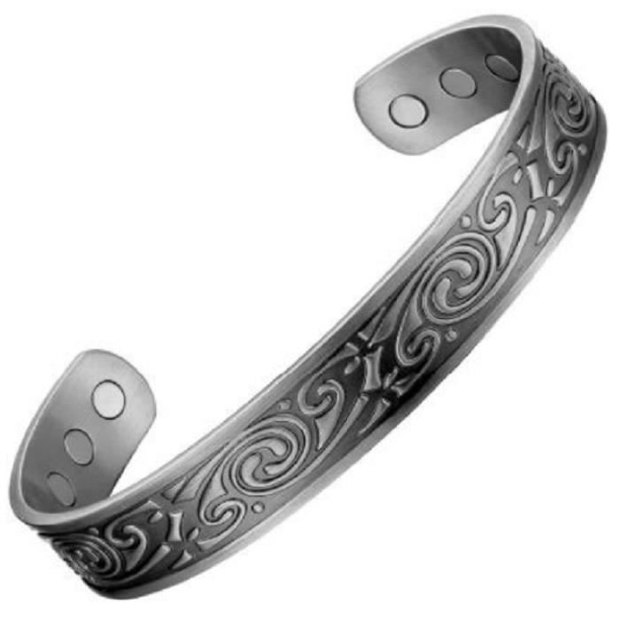 Bracelet magnétique en cuivre argenté Dyonisos - Bracelet ...