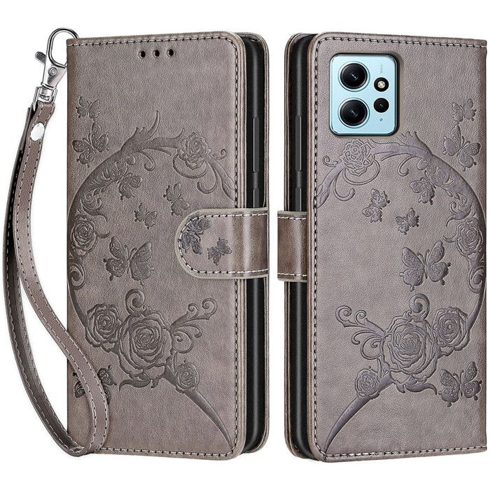 Étui Redmi Note 12 4G Motif de fleurs papillon PU Cuir Portefeuille ...
