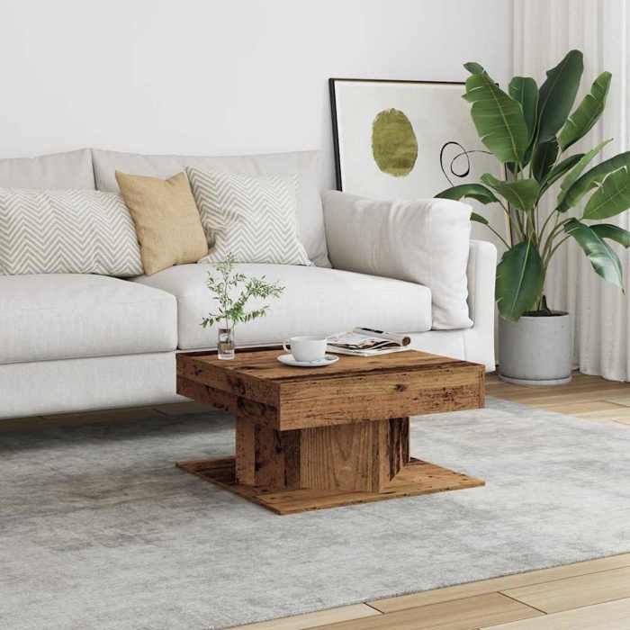 Table basse - BDM - vieux bois 55x55x30cm bois d'ingénierie SQZR645657 ...