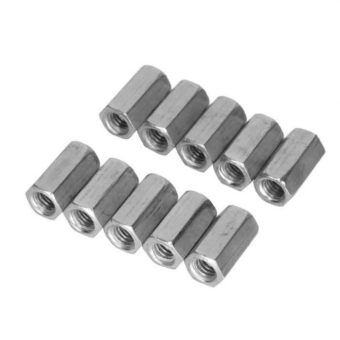 Écrou d'accouplement M8 longue tige écrou hexagonal écrou d'accouplement tige filetée 10 pcs M8 ...