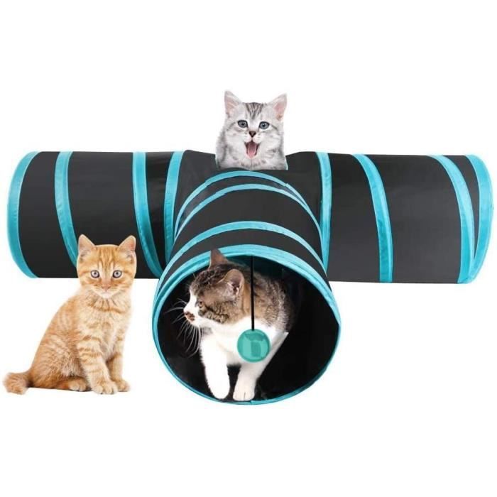 Intvn tunnel pour chat, tunnel à chat 3 way crinkle pliable jouet ...