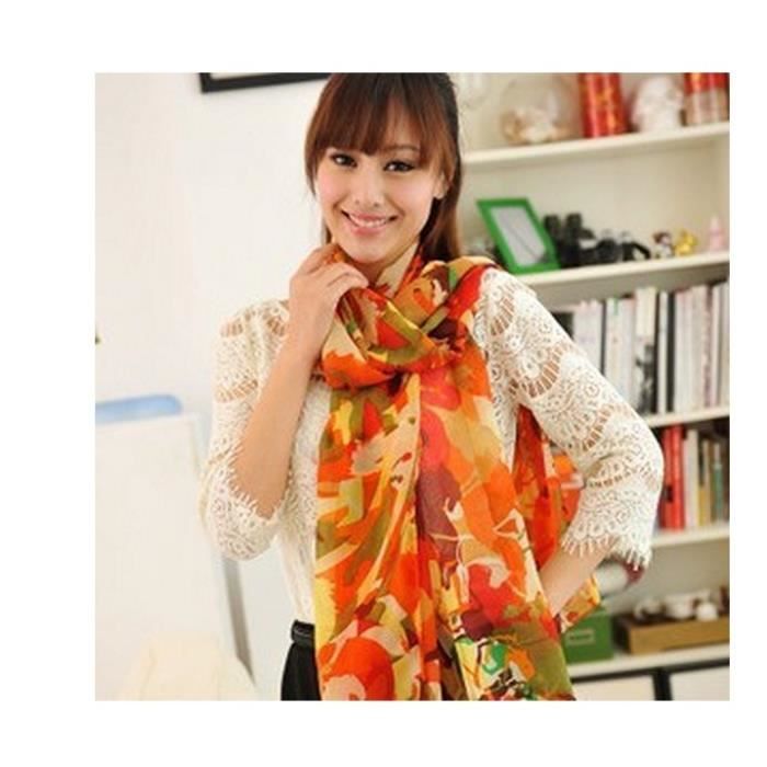 Go4U Femme Écharpe Châle multicolore Foulard Mousseline de Soie ...