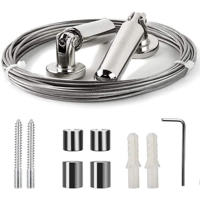 Kit de câble en acier pour rideaux - 5m - Inoxydable - Droit ...