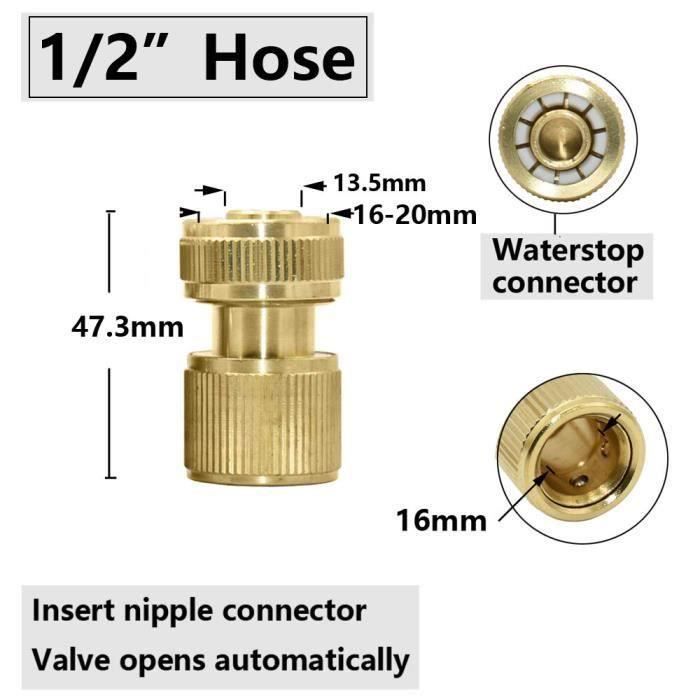 Pièce détachée arrosage,Connecteur rapide en laiton pour tuyau d'arrosage,adaptateur de ...