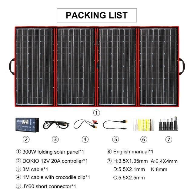Dokio Panneau Solaire Flexible Pliable 18v 80w 100ws Contrôleur 12v Portable Pour Campingvoyage ...