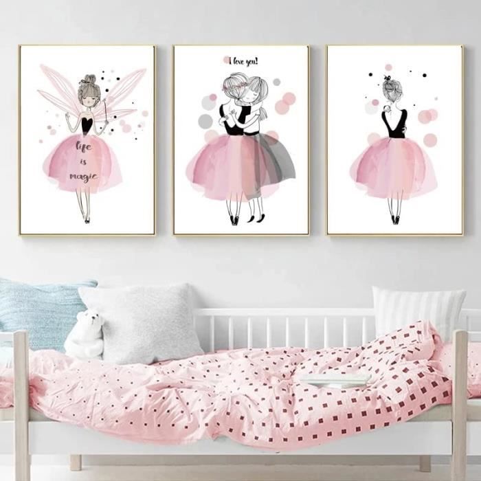 Affiche Fille Rose Deco Chambre Poster Enfant a3 Tableau Murale ...