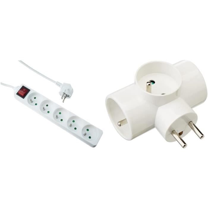Multiprise Électrique 5 Prises, Prise Multiple & Debflex Rallonge ...
