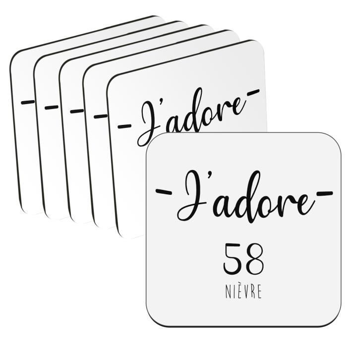 Sous Verre Liège (Lot de 6) J'Adore 58 Nievre Departement France Region ...