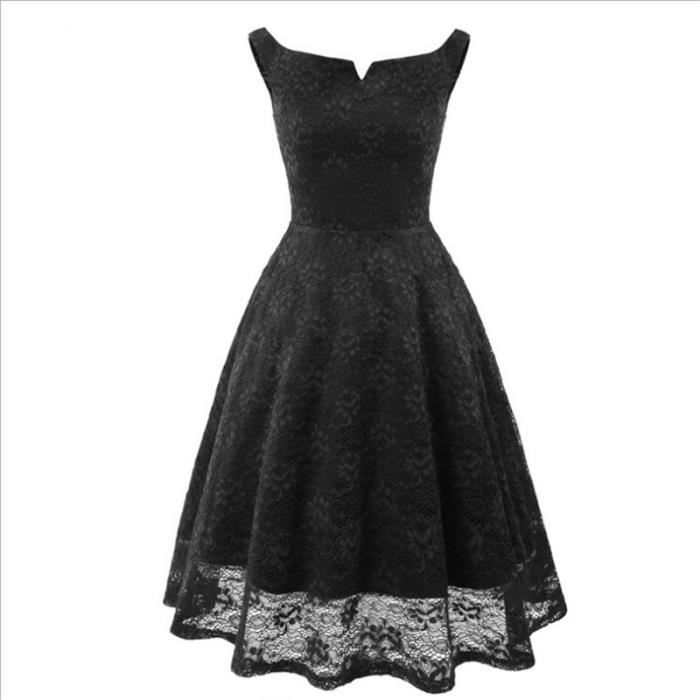 Robe femme Rétro Dos nu en dentelle Grande robe HO™ Noir - Cdiscount ...