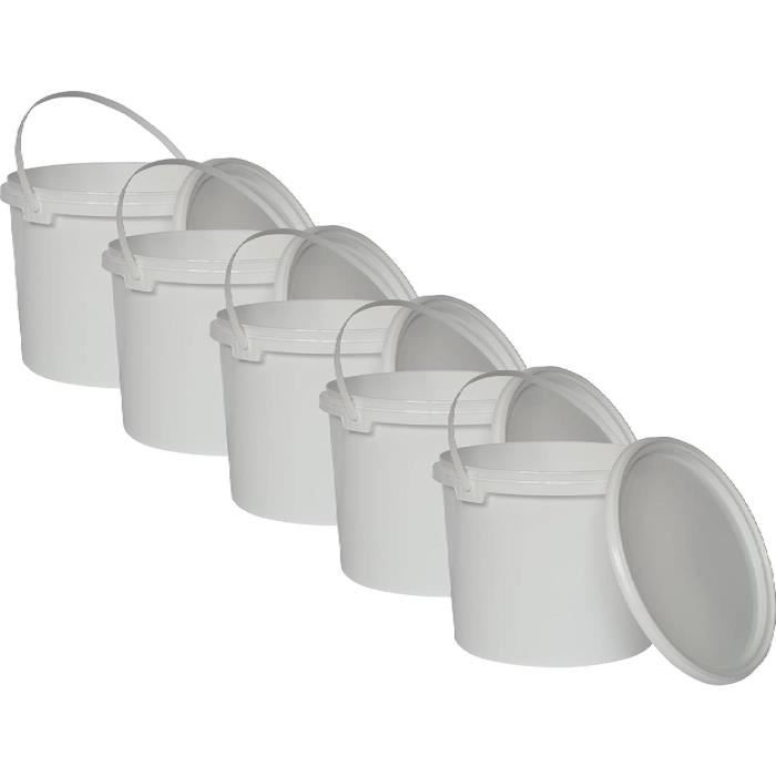 Seau plastique alimentaire-NIPTER-rond avec couvercle-10l-Blanc - Lot ...