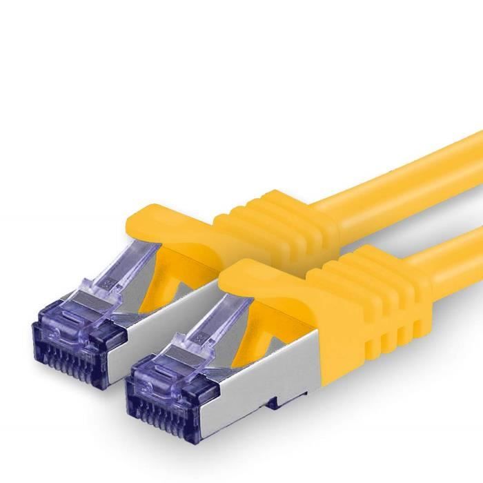 Cat.7 Câble Réseau 2M Jaune 1 Pièce Cat7 Câble Ethernet Poe Lan 10 Gb S ...