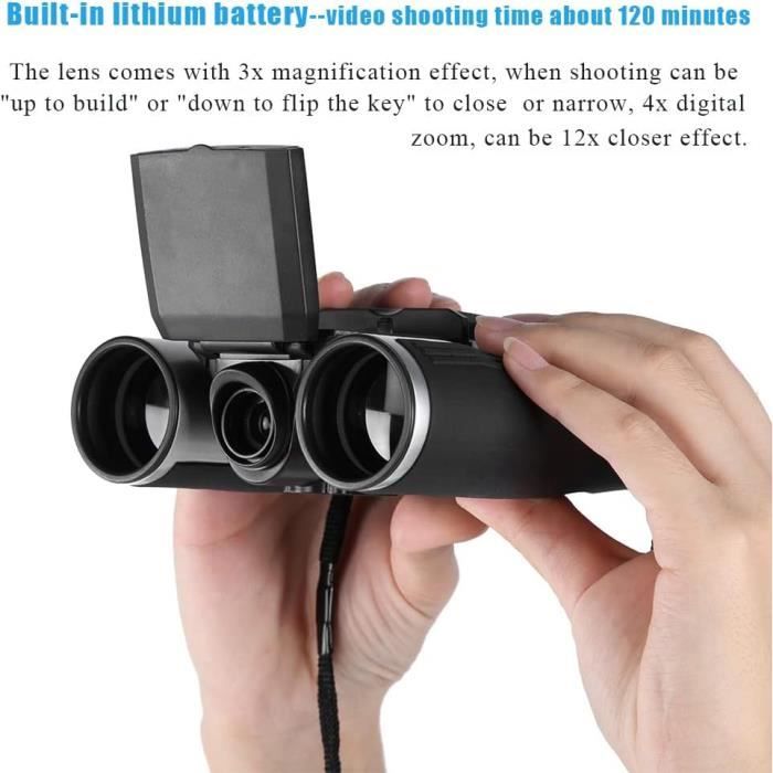 Jumelles HD - SHARAINN - Modèle Multifonctionnel - Grossissement 12x - Écran 2 Pouces - Vision ...