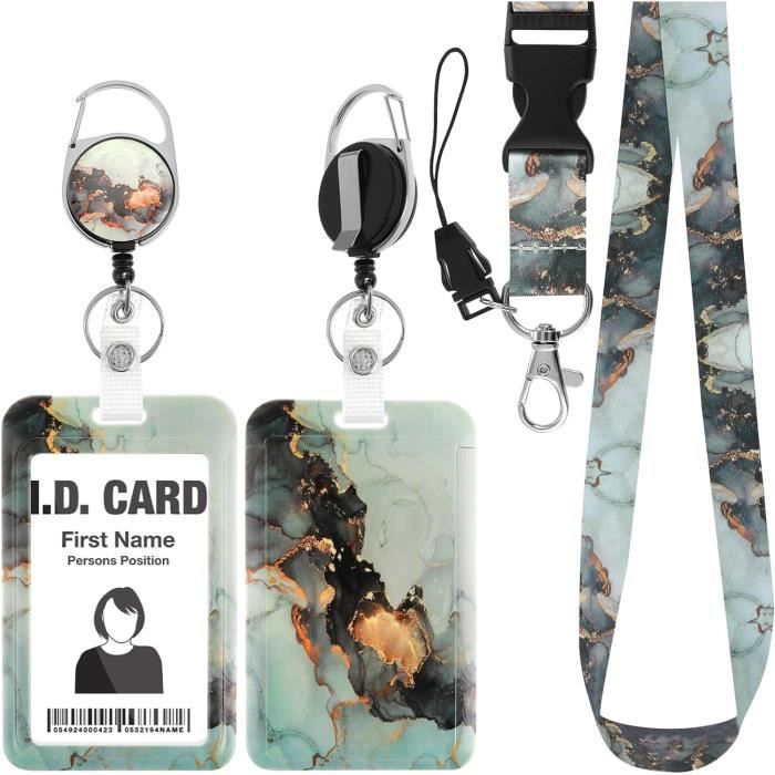 Porte-Badge À Imprimé Marbre, Porte-Badge Rétractable En Plastique Avec ...