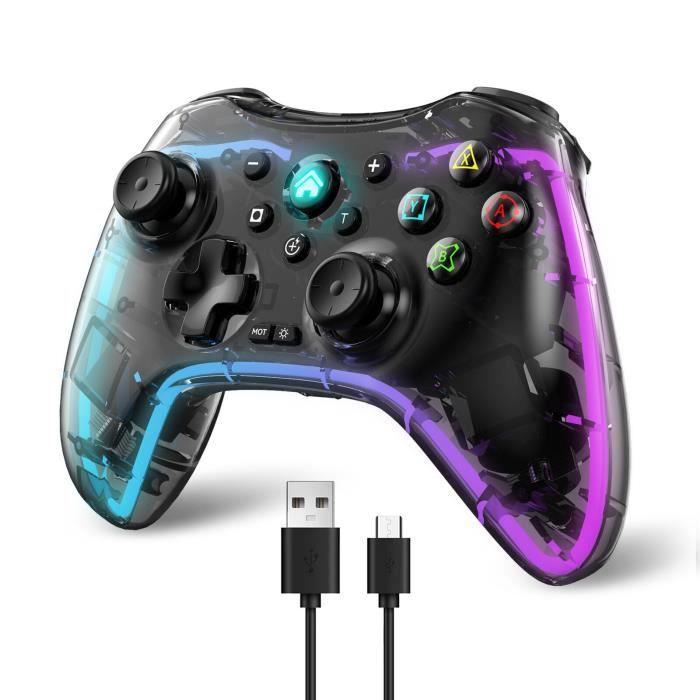 Contrôleur sans fil avec éclairage LED réglable en 8 couleurs compatible avec Playstation 4/PS4 ...