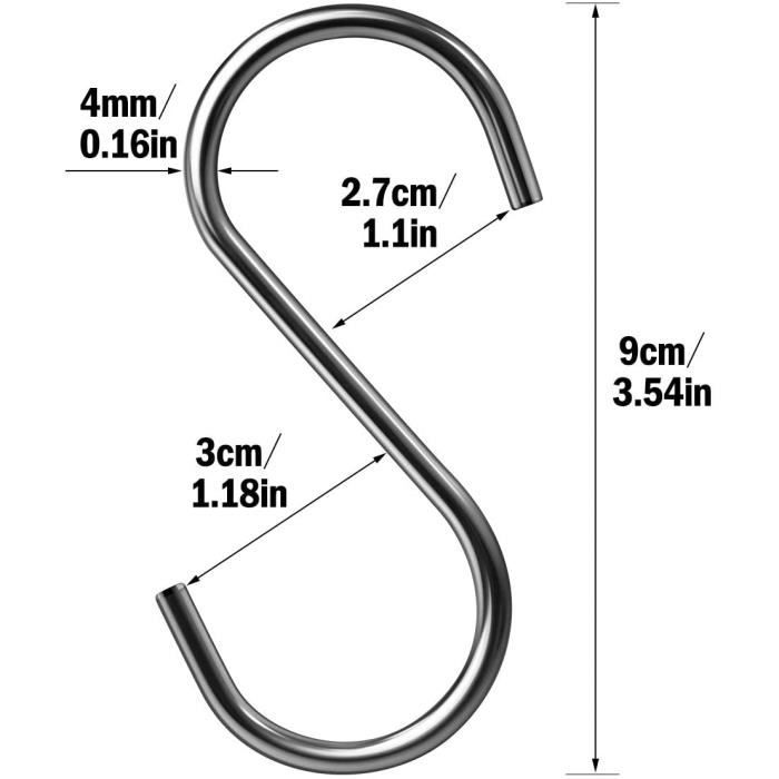 Lot de 20pcs Crochets en S de suspension multifonctions Crochets en ...