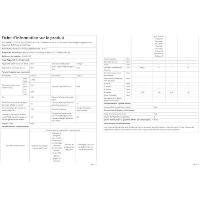 Réfrigérateur-congélateur encastrable Bosch Serie 4 KIN86VFE0 260 L E ...